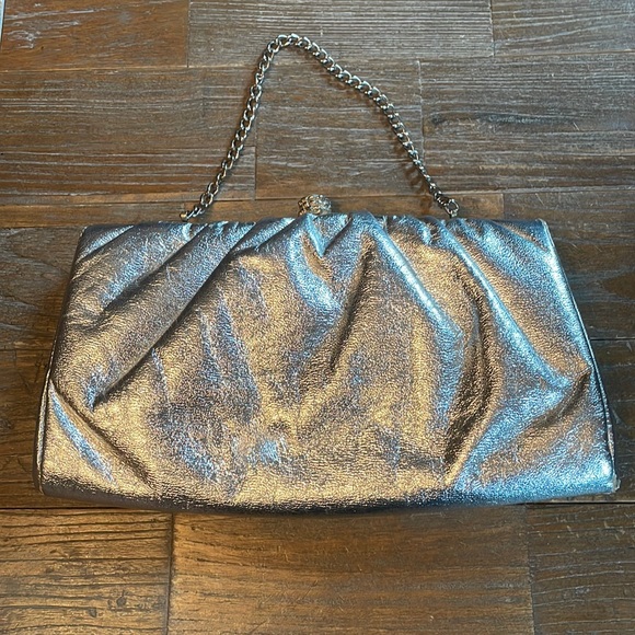 Bags | Vintage Silver Metallic Evening Handbag | Poshmark